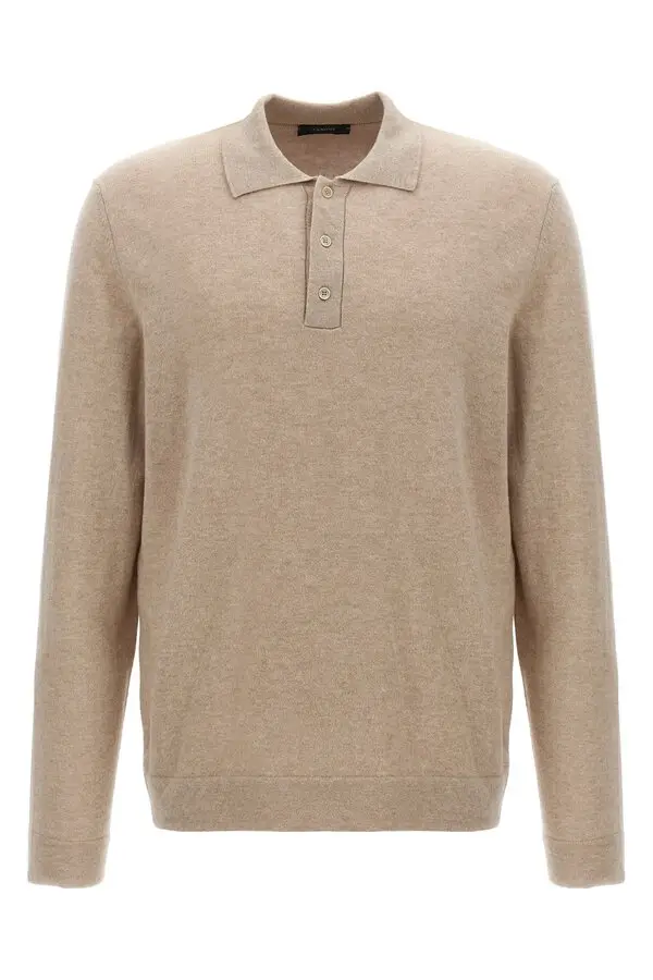 ZANONE Cashmere Wool Polo Shirt - Beige