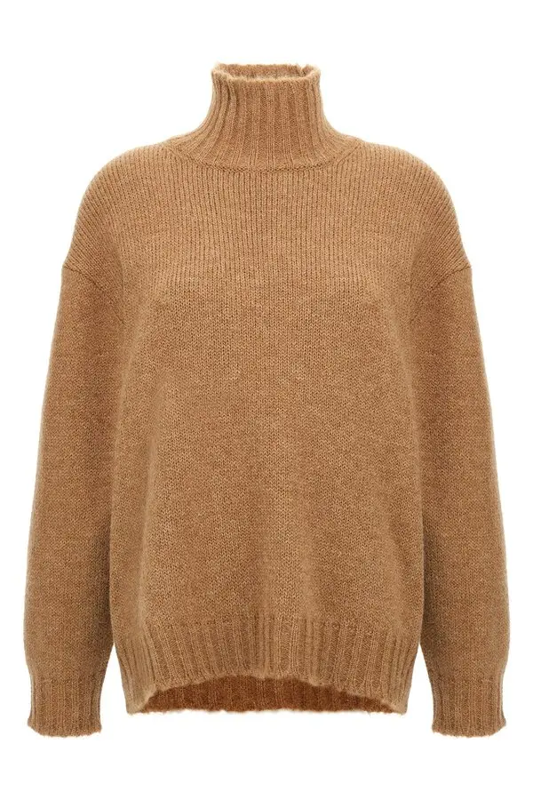 JIL SANDER Alpaca Blend High Neck Sweater - Beige