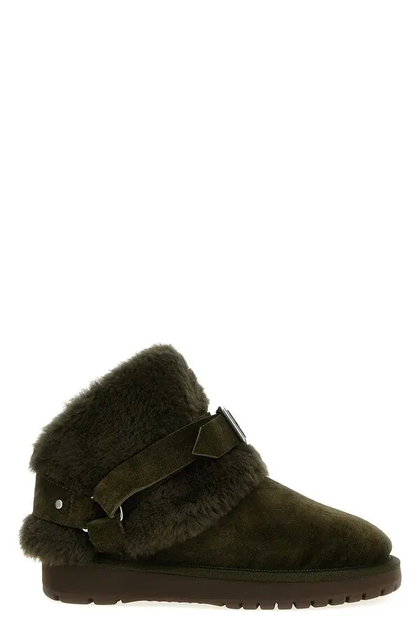 Burberry Suede Shearling Ankle Boots - Green