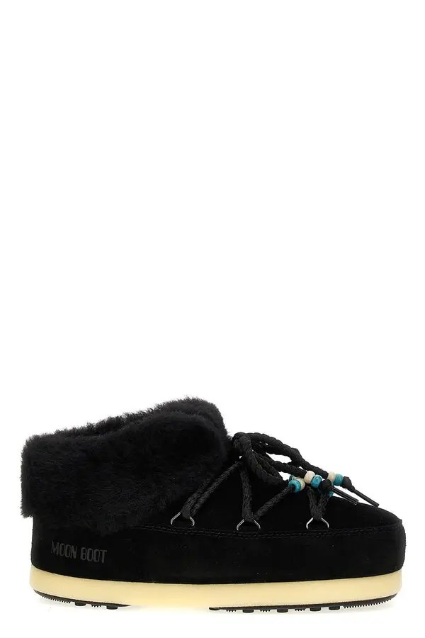 Moon Boot Suede And Shearling Ankle Boots With Bead Detailing