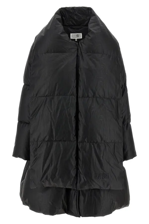 MAISON MARGIELA Leather-effect Quilted Down Jacket With Scarf Collar