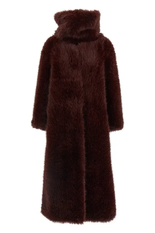 BBCOUTURE Faux Fur Coat With Tubular Scarf