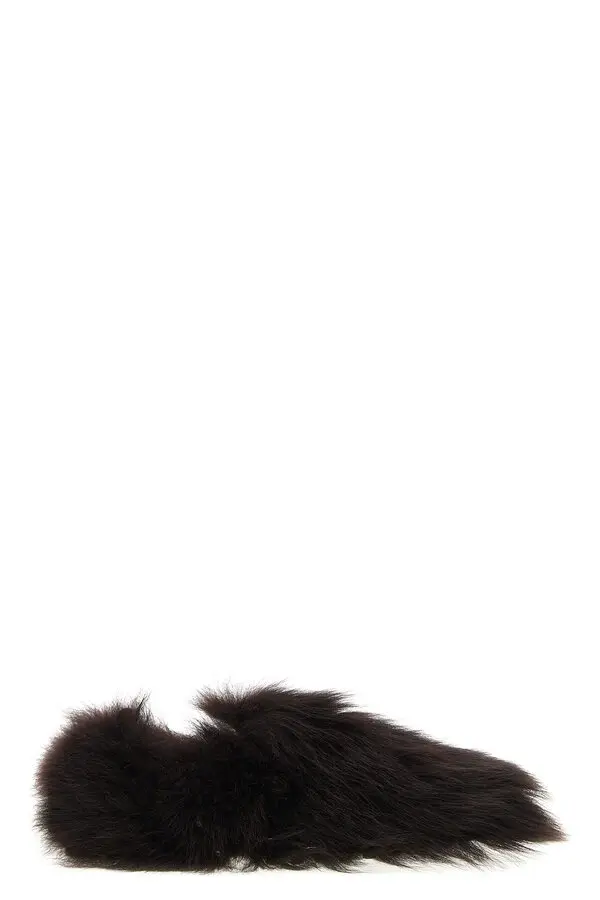 TOD'S Gommino Long-haired Sheep Fur Loafers - Brown