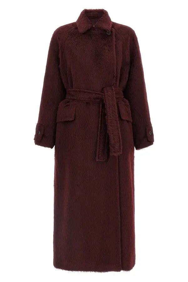 Max Mara Albata Coat In Alpaca And Wool - Bordeaux
