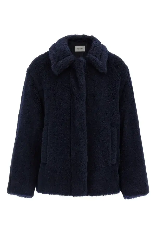 Max Mara Alpaca And Wool Teddy Fabric Short Coat - Blue