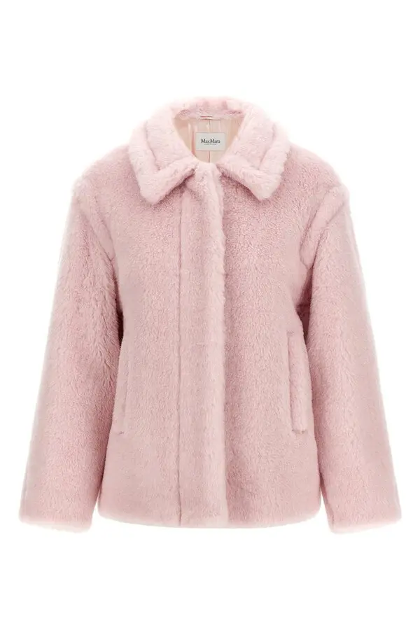 Max Mara Mxmfuggito Short Coat In Alpaca And Wool - Pink