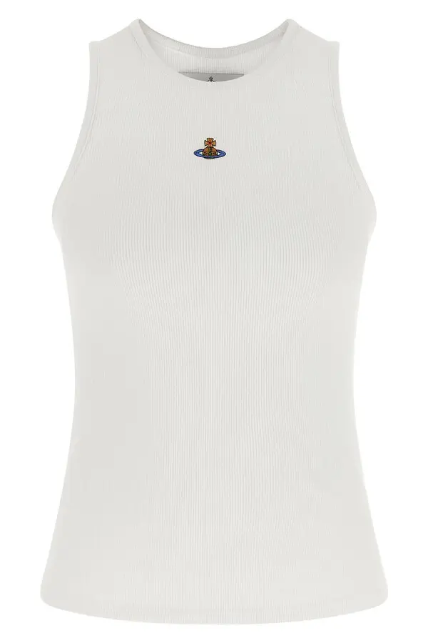 VIVIENNE WESTWOOD Ribbed Cotton Jersey Top With Orb Logo Embroidery