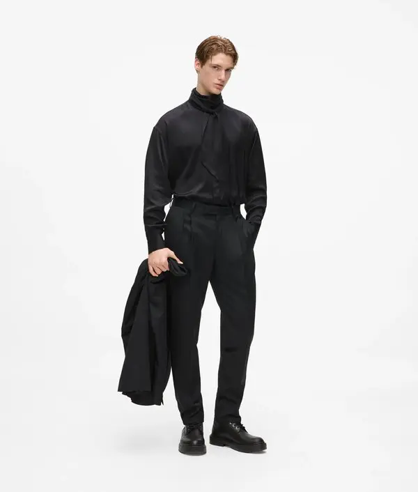 Karl Lagerfeld Kl Studio Scarf-detail Shirt - Black
