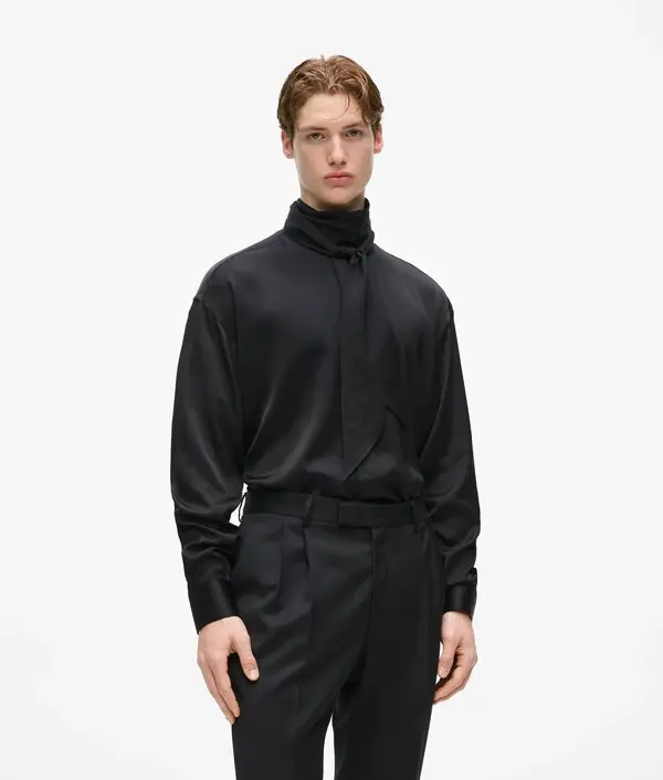 Karl Lagerfeld Kl Studio Scarf-detail Shirt - Black