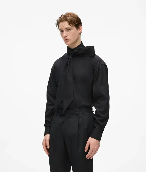 Karl Lagerfeld Kl Studio Tie-neck Shirt - Black