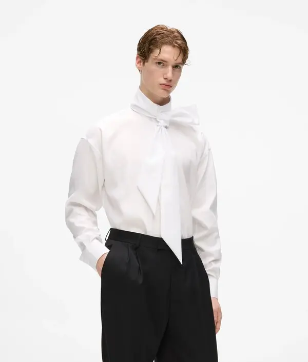 Karl Lagerfeld Kl Studio Tie-neck Shirt - White
