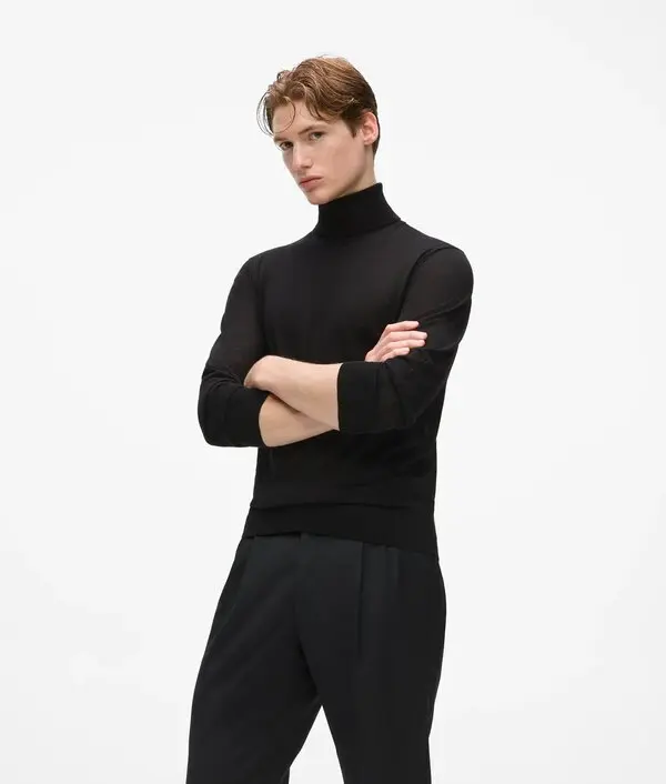 Karl Lagerfeld Cashmere-silk Blend Turtleneck Sweater - Black
