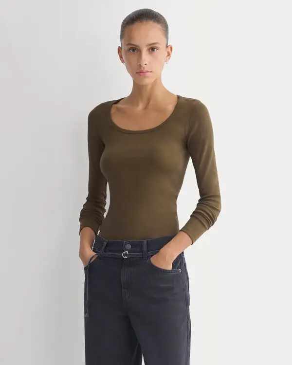 Everlane Effortless Rib Classic Long Sleeve - Beech
