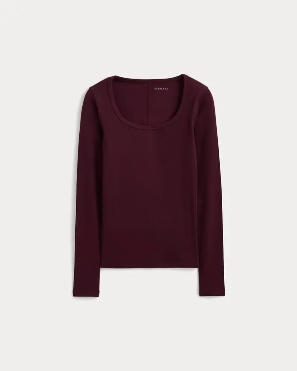 Everlane Effortless Rib Classic Long Sleeve - Deep Plum