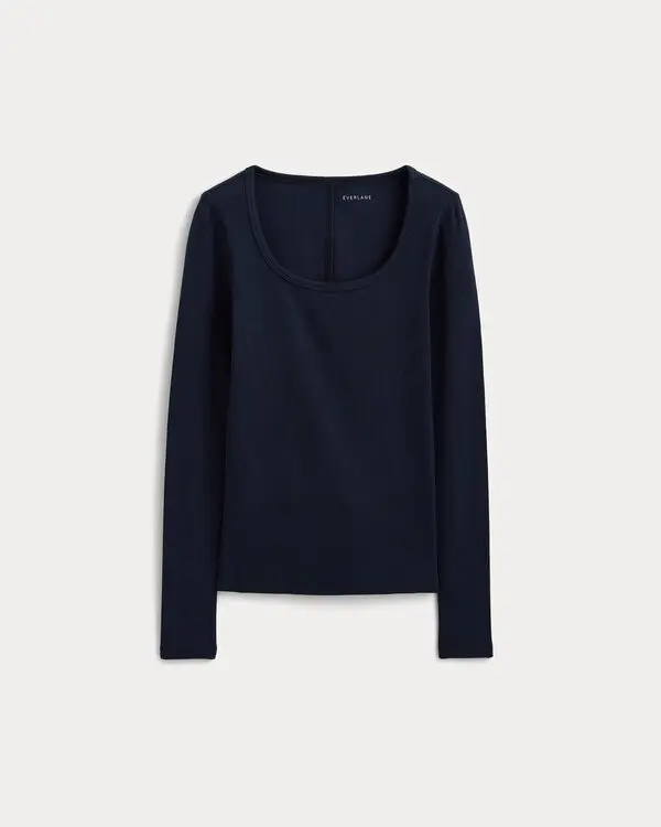 Everlane Effortless Rib Classic Long Sleeve - Navy