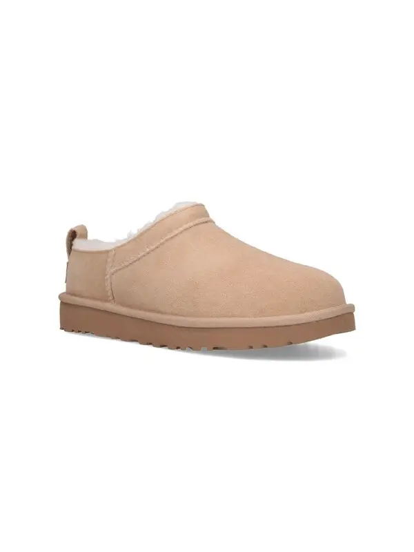 UGG Micro" Suede Shearling Lined Mules - Beige