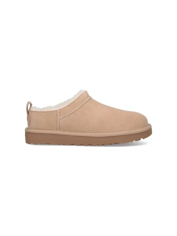 UGG Micro" Suede Shearling Lined Mules - Beige