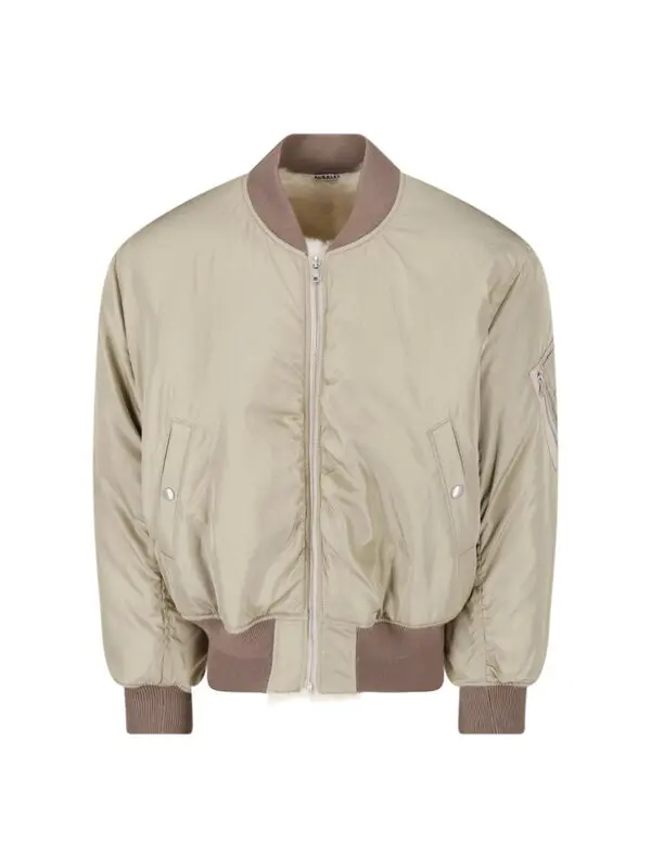 Auralee Silk Twill Bomber Jacket - Green