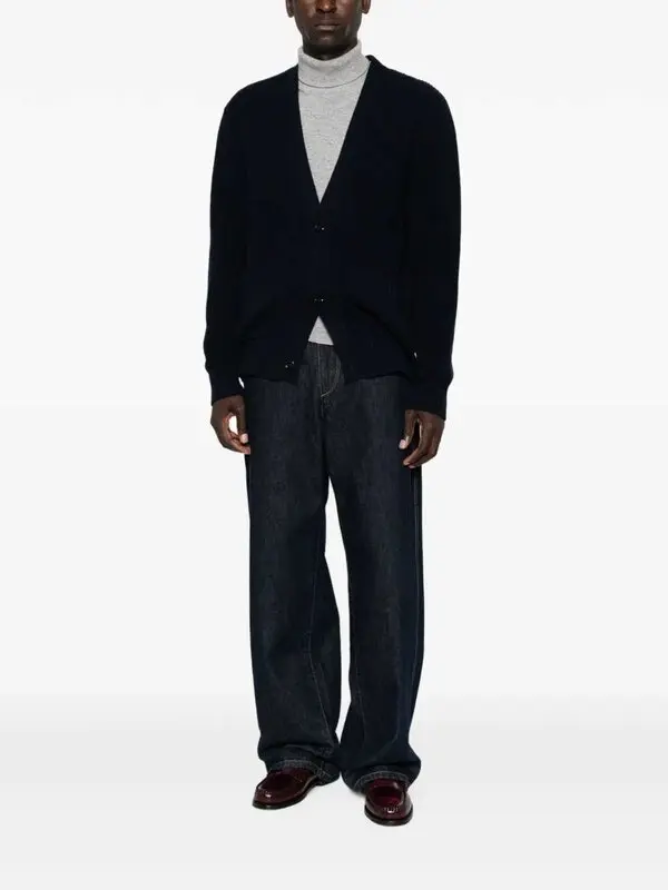 LARDINI Ribbed V-neck Cardigan