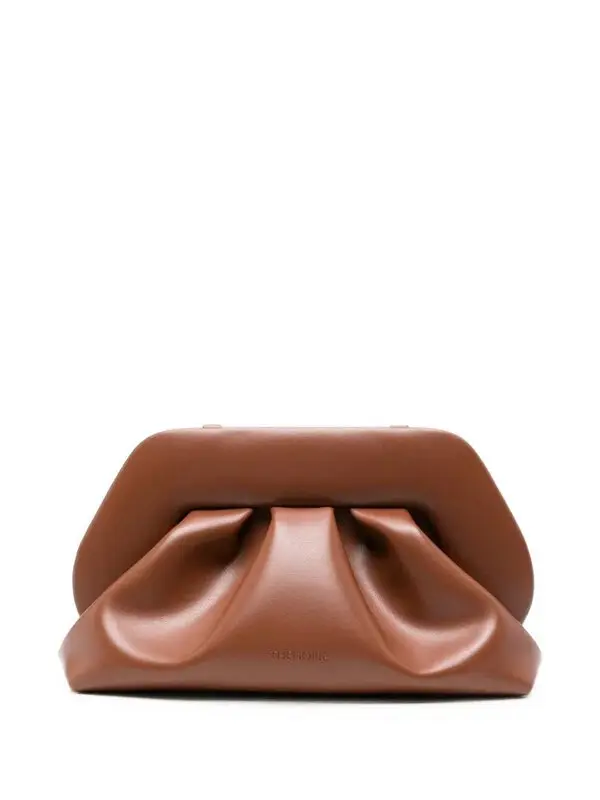 THEMOIRE Bios Ruched Clutch - Brown