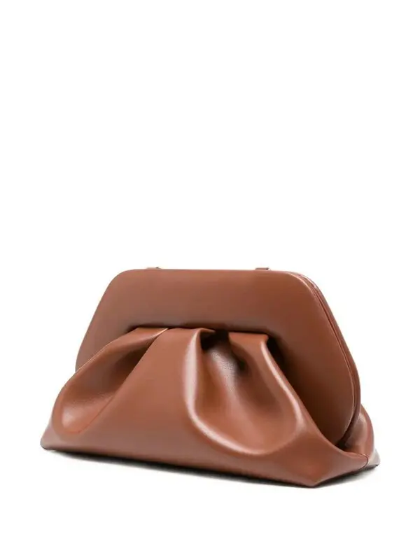 THEMOIRE Bios Ruched Clutch - Brown