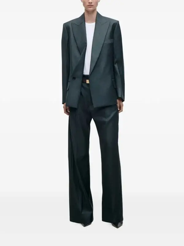 Victoria Beckham Petrol-blue Blazer With Peak Lapels