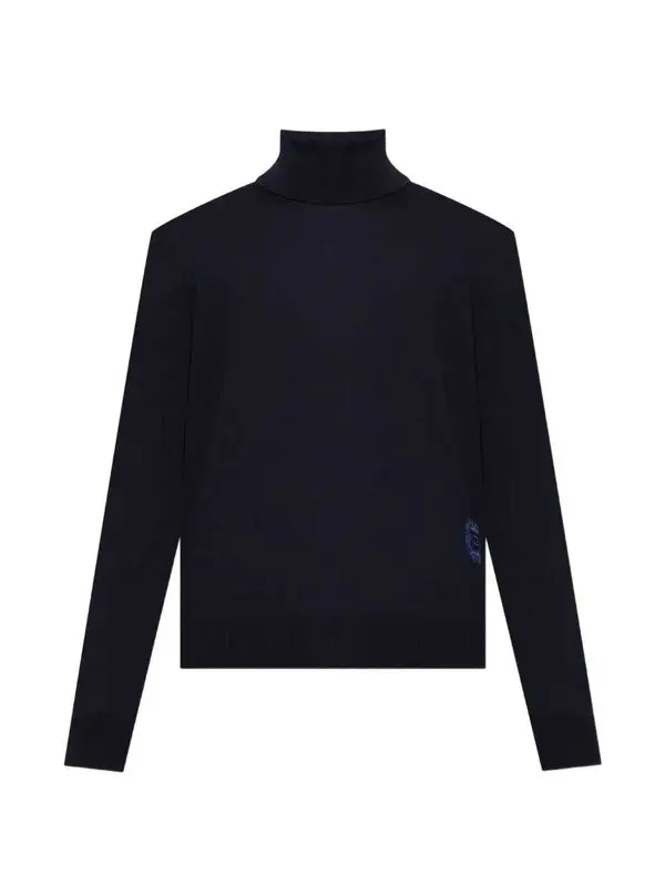 Dolce & Gabbana High-neck Fine-knit Wool Sweater - Blue