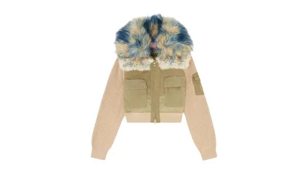 DIESEL® Gustav Bomber Jacket With Fur Collar - Beige