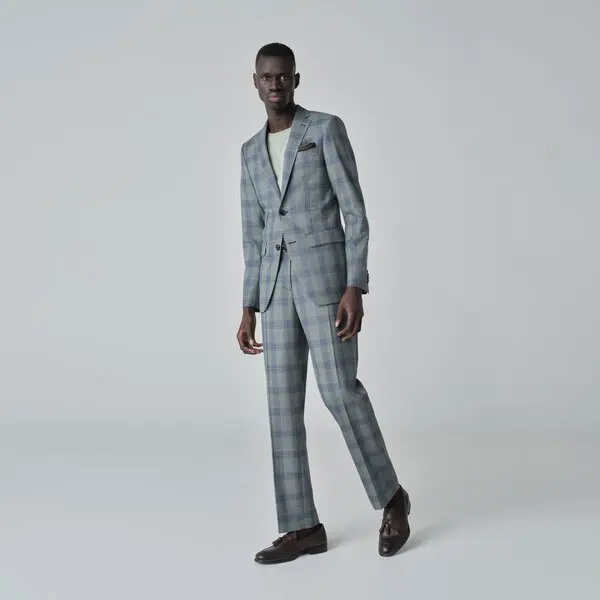 INDOCHINO Quadring Plaid Sage Blazer