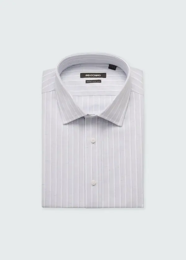 INDOCHINO Quarrybank Cotton Stretch Vintage Stripe Shirt - Gray