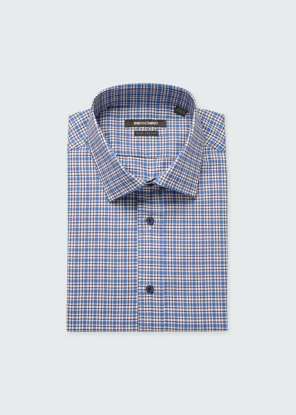 INDOCHINO Paddington Check Twill Shirt - Blue