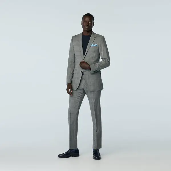 INDOCHINO Milano Glen Check And White Suit - Black