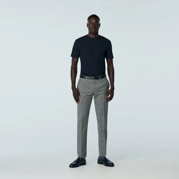 INDOCHINO Milano Glen Check And White Pants - Black