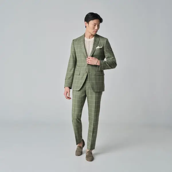 INDOCHINO Queensbury Check Olive Blazer - Green