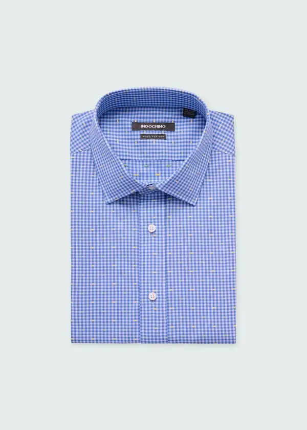 INDOCHINO Queniborough Gingham Dot Shirt - Blue