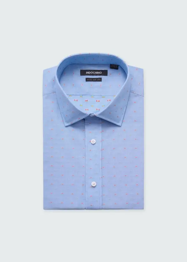 INDOCHINO Queniborough Micro Floral Light Shirt - Blue