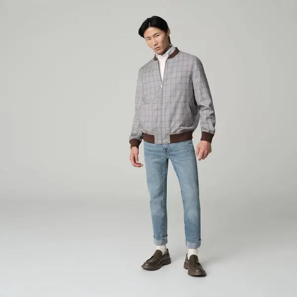 INDOCHINO Paxton Check Light Bomber Jacket - Gray