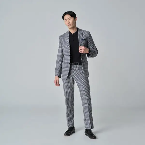 INDOCHINO Quidhampton Check And Gray Blazer - Navy