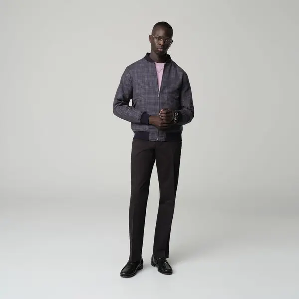 INDOCHINO Paxton Glen Check Light Bomber Jacket - Brown