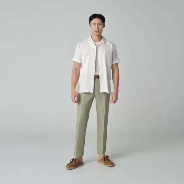 INDOCHINO Hailey Cotton Stretch Cream Camp Shirt - Ivory
