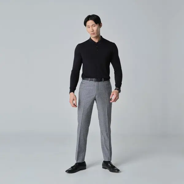 INDOCHINO Quidhampton Check And Gray Pants - Navy