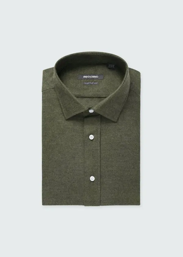 INDOCHINO Harwell Flannel Stretch Shirt - Olive