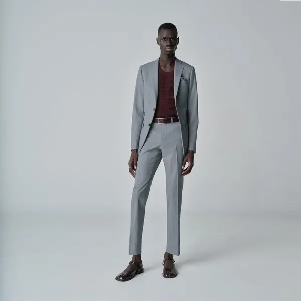 INDOCHINO Howell Wool Stretch Fineline Suit - Gray
