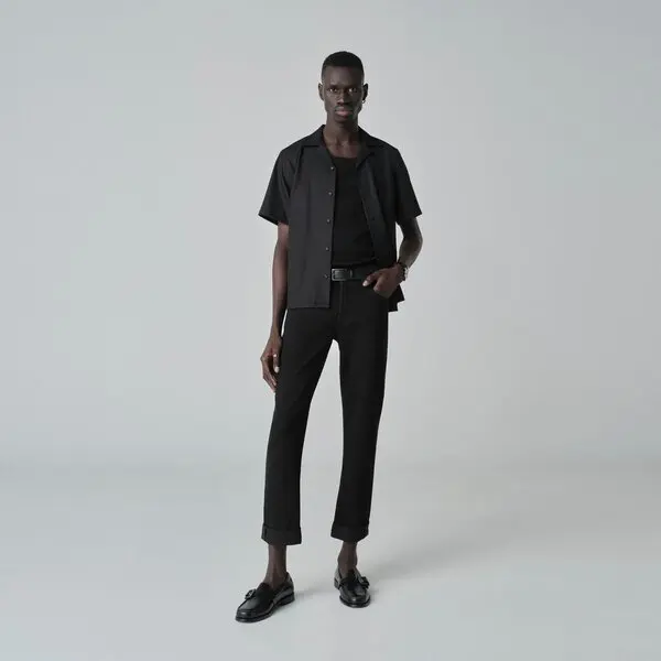 INDOCHINO Hyde Herringbone Camp Shirt - Black