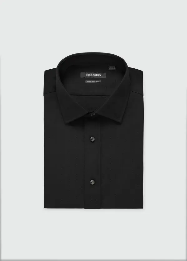 INDOCHINO Hyde Herringbone Shirt - Black