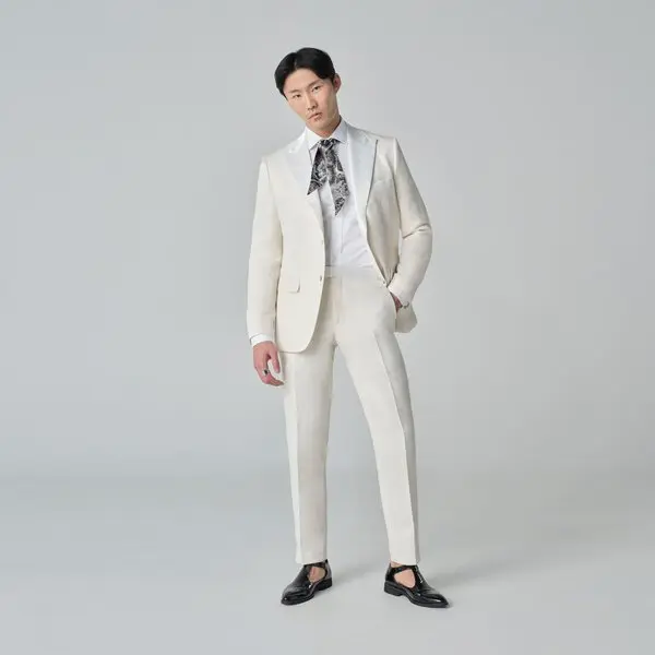 INDOCHINO Kentford Linen Silk Tuxedo Suit - Ivory
