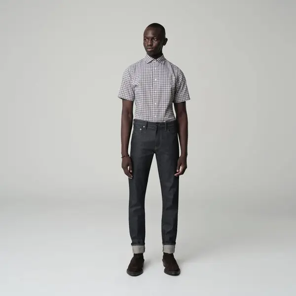 INDOCHINO Paddington Check Twill Casual Shirt - Navy