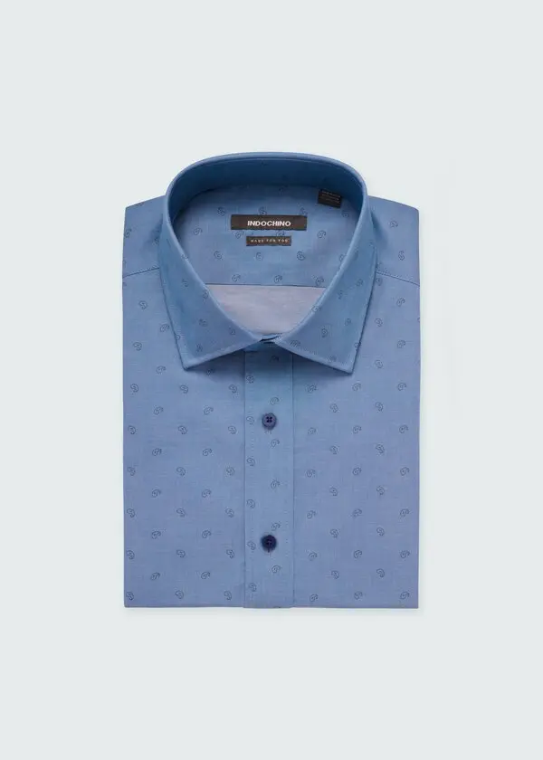 INDOCHINO Lea Micro Paisley Washed Light Shirt - Blue