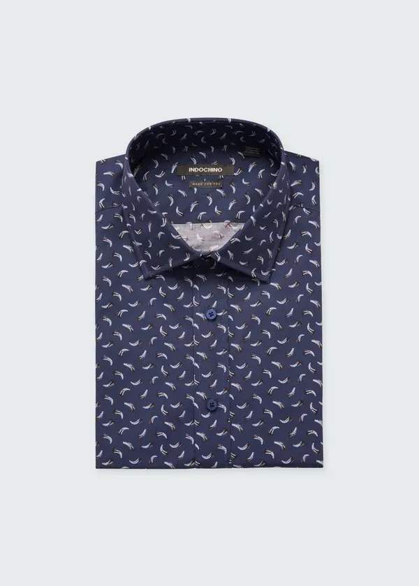 INDOCHINO London Aviation Print Shirt - Navy