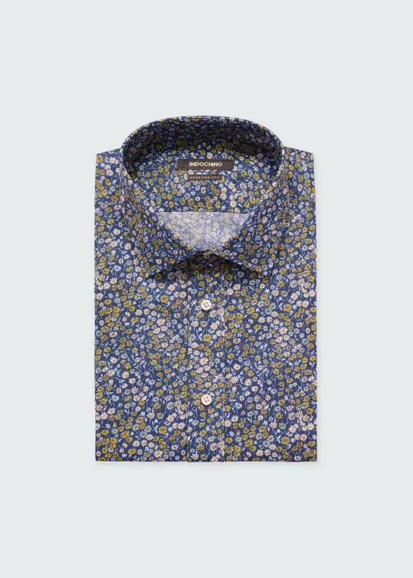INDOCHINO London Daisy Print Shirt - Blue
